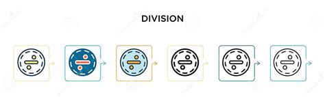 Division Vector Icon In 6 Different Modern Styles Black Two Colored