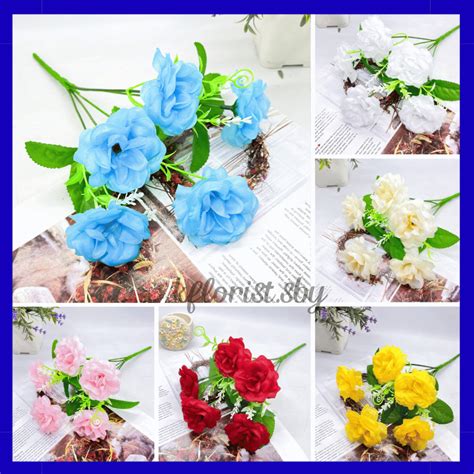Jual Rose Kecil X6 Variasi Bunga Mawar Rose Bunga Artificial Dekorasi Pesta Wedding Bouquet