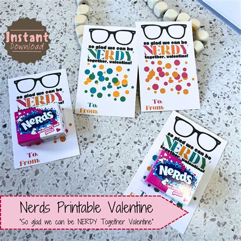 Nerds Non Editable Printable Valentines So Glad We Can Be Nerdy Together Etsy