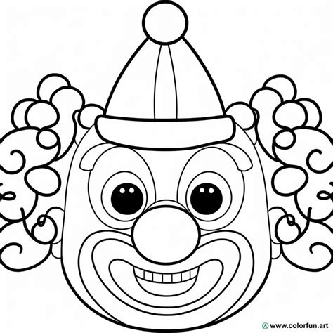 Coloriage d une tête de clown rigolo à Télécharger ou à Imprimer