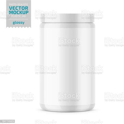 분말에 대 한 뚜껑을 가진 백색 광택 플라스틱 항아리입니다 항아리에 대한 스톡 벡터 아트 및 기타 이미지 항아리 흰색 형판 Istock