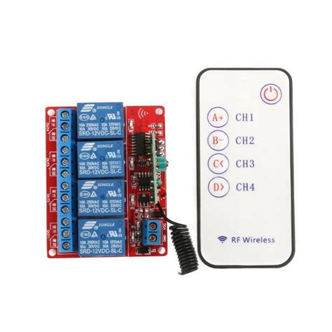 Taidacent 4 채널 12v Rf 릴레이 스위치 433mhz 무선 원격 제어 스위치 모터 펌프 용 라이트 4 채널 릴레이 스위치 자동화