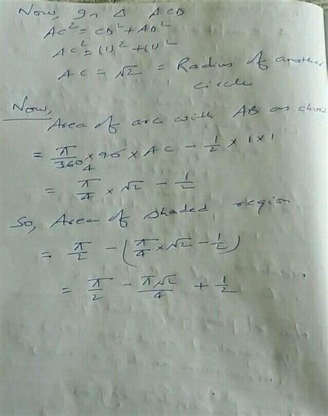 In The Given Figure Ab Is The Diameter Of The Circle With Area T Sq Units Another Circle Is