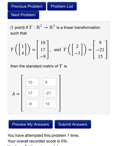 Solved Point If T R R Is A Linear Transformation Such Chegg Com