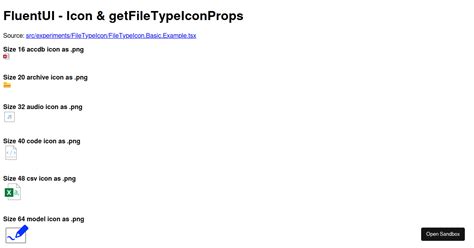 fluentui react file type icons examples codesandbox