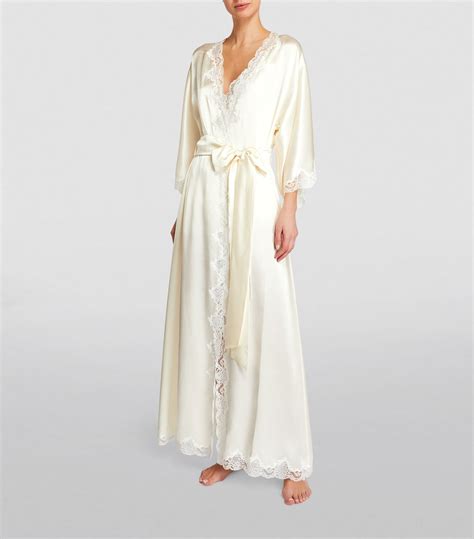 Womens Carine Gilson Ivory Silk Lace Detail Long Robe Harrods Uk