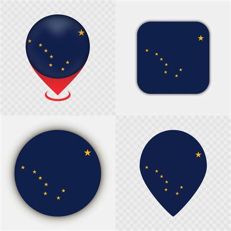 Set Of Alaska State Flag Icons And Map Pins 67762053 Vector Art At
