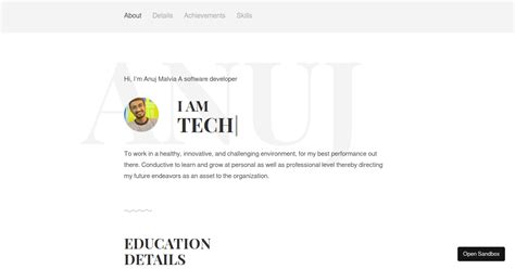 Resume Codesandbox