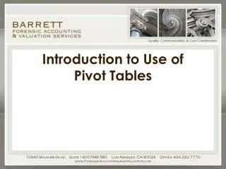 PPT Introduction To Excel Pivot Tables PowerPoint Presentation Free Download ID 1507552