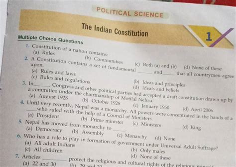 POLITICAL SCIENCE The Indian Constitution Multiple Choice Questions Co