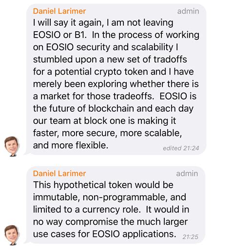 Dan Larimers Statement On His New Token Idea Reos