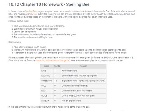 Solved Chapter Homework Spelling Bee In The Word Chegg