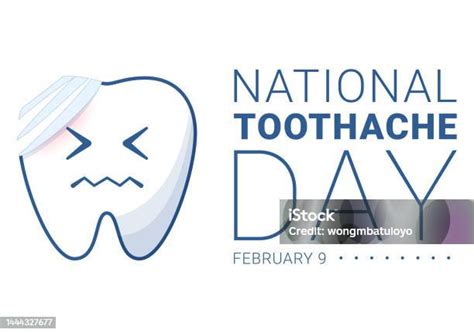2 월 9 일 전국 치통의 날 평평한 만화 손으로 그린 템플릿 일러스트레이션에 통증을 유발하지 않도록 치과 위생을위한 치아 건강관리와 의술에 대한 스톡 벡터 아트 및 기타