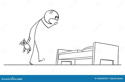 Sleepy Tired Person Is Going To Sleep In Bed Vector Cartoon Stick