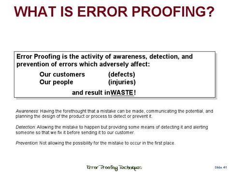 What Is Error Proofing