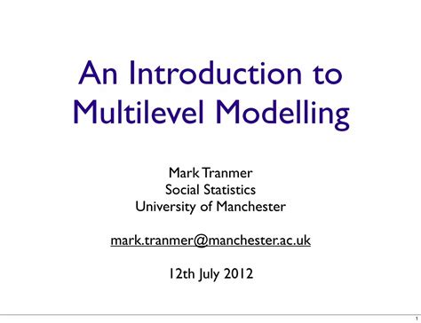 Pdf An Introduction To Multilevel Modelling · At Level 1