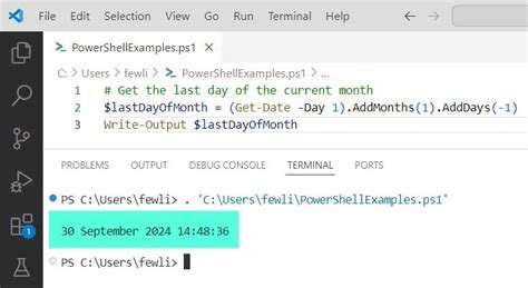 how to get day of month in powershell