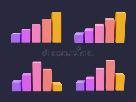 3d Blank Bar Graph Template Set Bar Chart Mock Up Data Analysis Colorful Set Of Statistic Bar
