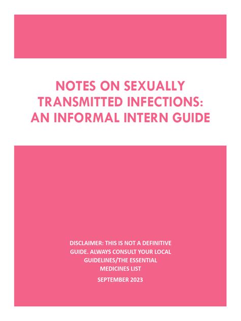 Sexually Transmitted Infections Intern Notes Pdf Human Reproduction