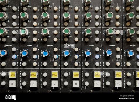 Graphic Top View Background Of Soundboard With Buttons And Toggles In
