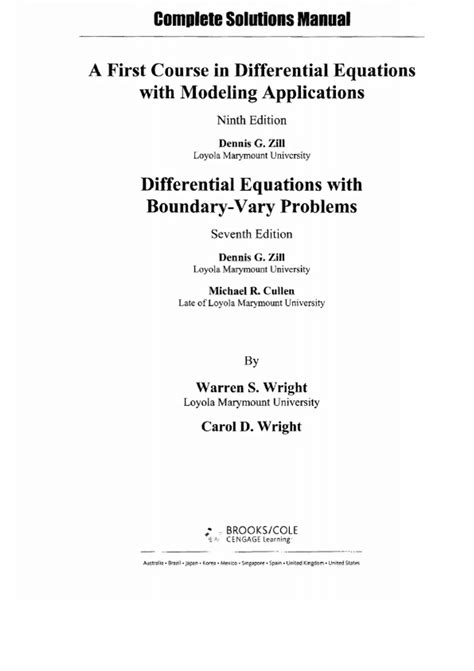 Solution Manual A First Course In Differential Equations With Modeling Applications 9th
