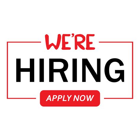 We Are Hiring Design With Red And Black Text Effect On White Background
