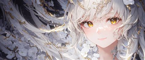 白发 花 唯美 动漫女孩 3440x1440带鱼屏壁纸图片编号334735 壁纸网