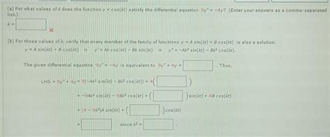 Solved A For What Values Of K Does The Function Y