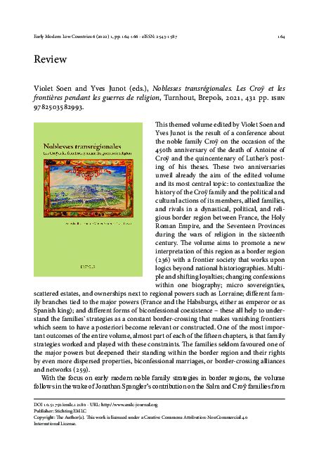 Pdf Violet Soen And Yves Junot Eds Noblesses Transrégionales Les Croÿ Et Les Frontières