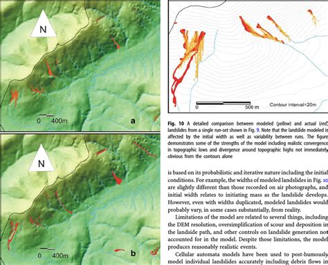 Comparison Between Modeled Landslides A Using The Cellular Download Scientific Diagram