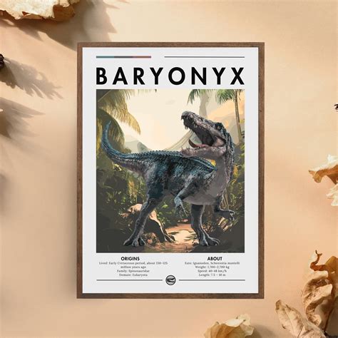 Baryonyx Dinosaur Poster Prehistoric Carnivore Wall Art Etsy