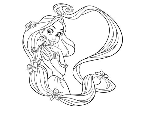 Schöne Prinzessin Rapunzel Ausmalbilder Kostenlos herunterladen ausdrucken oder online ausmalen