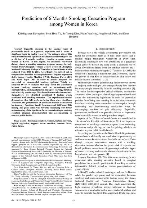 Pdf Prediction Of 6 Months Smoking Cessation Program Among Women In Korea