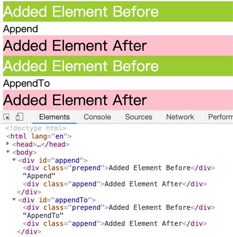 Jquery Append Andprepend Appendprependappendtoprependto By