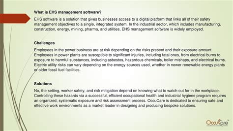 Ppt Ehs Management System For Power Generation Industry Powerpoint
