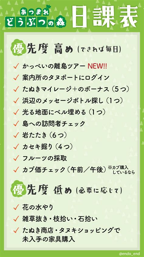 【あつ森】毎日やるべき！デイリーチェックリスト《画像dl可》 ナナナログ