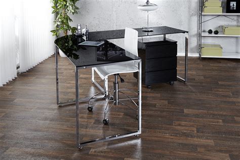 Exklusiver Design Eck Schreibtisch Big Deal 180cm Glas Schwarz