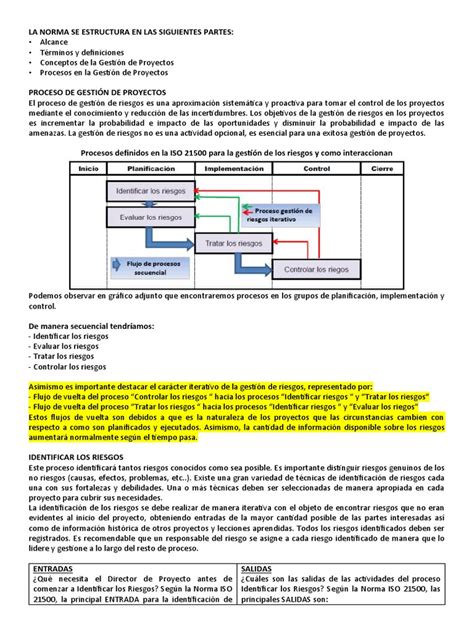 Gestión De Riesgos Iso 21500 Pdf Gestión De Proyectos Planificación