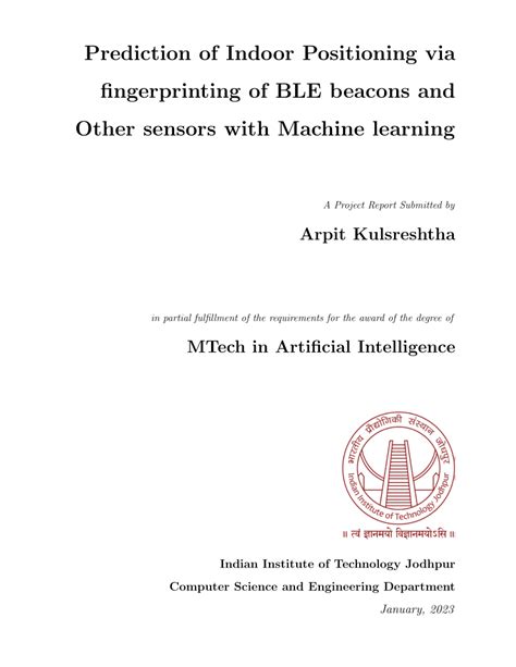 Pdf Prediction Of Indoor Positioning Via Fingerprinting Of Ble