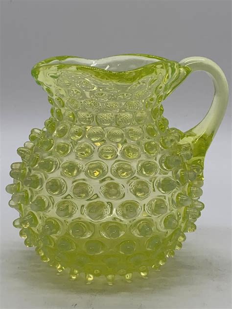 Lot Victorian Opalescent Vaseline Glass Creamer