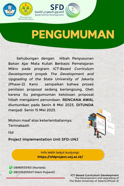 Pengumuman Hibah Penyusunan Bahan Ajar Saudi Fund For Development Sfd Unj