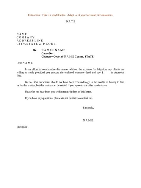 Get Our Sample Of Tort Settlement Offer Letter Template Letter