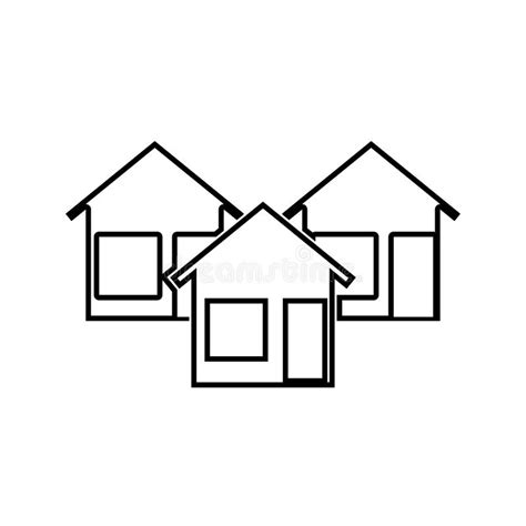 Icône Noire De Couleur De Trois Maisons Illustration De Vecteur