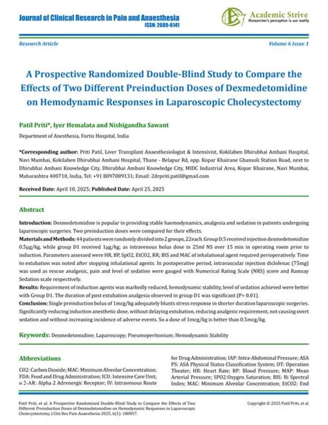A Prospective Randomized Double Blind Study To Compare Thepdf