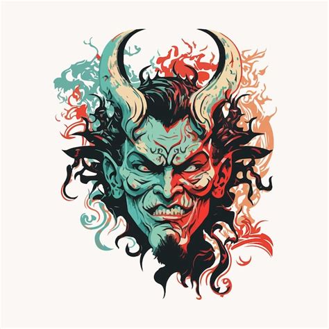 Premium Vector Colorful Vintage Style Devil Illustration