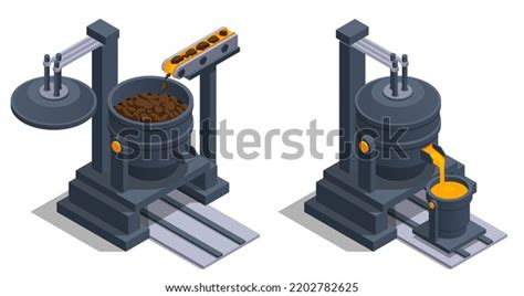 Isometric Icons Set Blast Furnace Slag Stock Vector Royalty Free