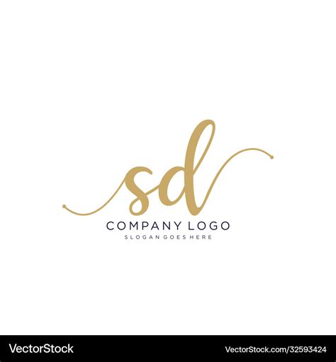 Sd Initial Handwriting Logo Design Royalty Free Vector Image