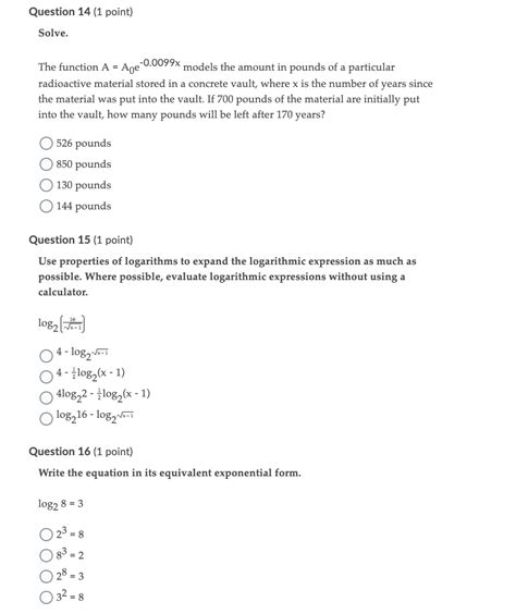 solved question 14 1 point solve the function a