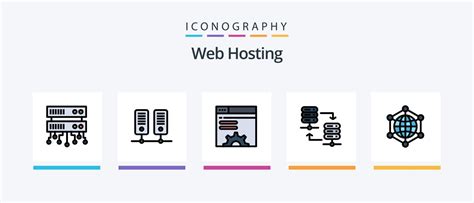 Web Hosting Line Filled 5 Icon Pack Including Database Security Secure Web Server