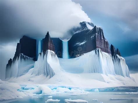 Close Up Ice Mountain In The Field Ai Generated Stock Illustration